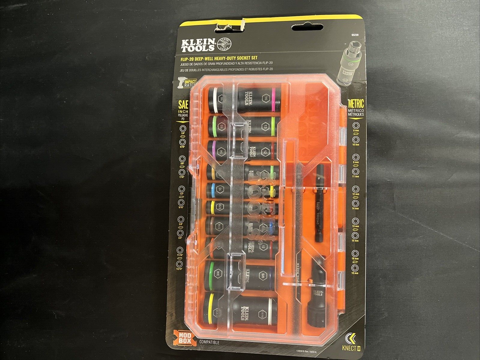NEW Klein Tools 65239 KNECT 13 PC SAE/METRIC Impact Flip Socket Set | eBay