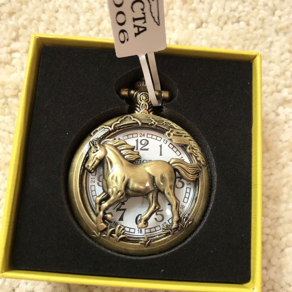 Invicta 47mm Equinox Pocket Watch Quartz Bronze Tone w/Chain Vintage ...