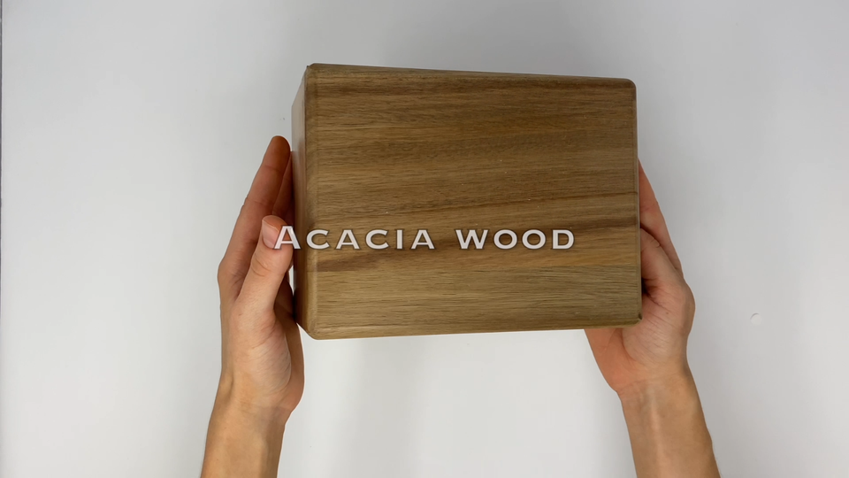 8" x 6" x 4"- Small Acacia Wood Box with Hinged Lid - Wooden Memory Box ...