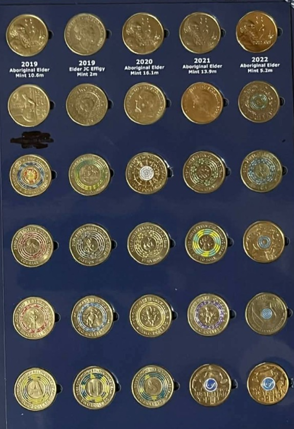 Australian $2 dollar coins collection 1988-2025 in folder 60 coins ...