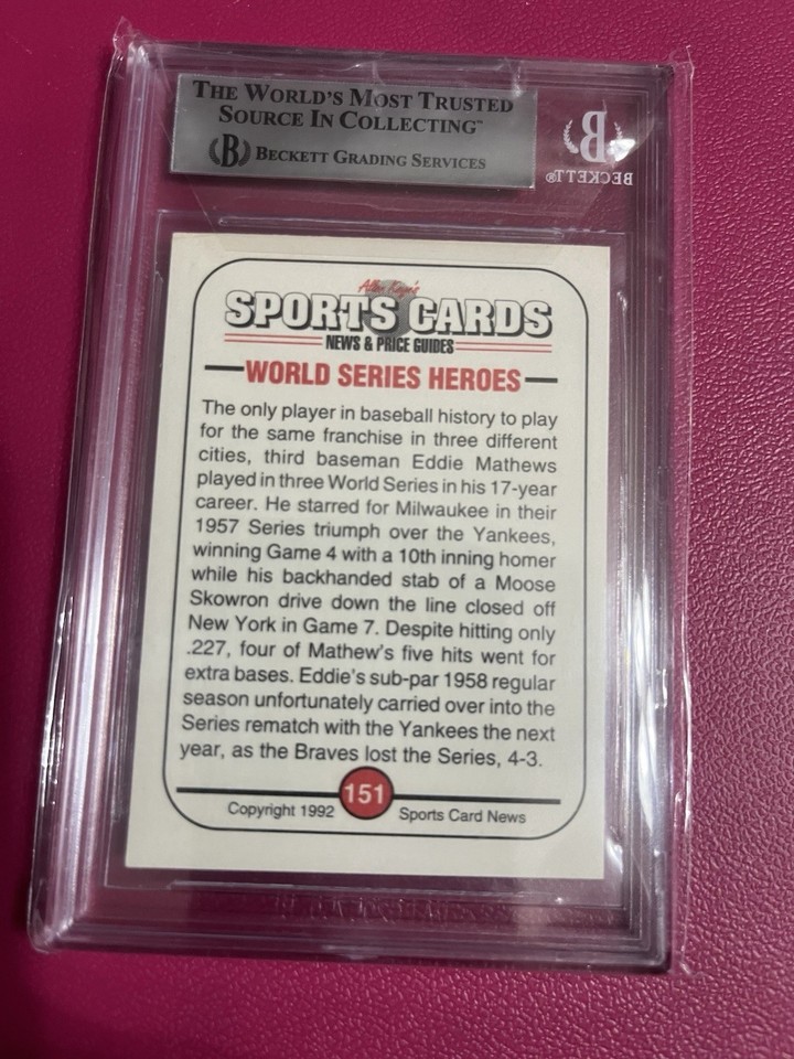 1991 Allan Kaye’s Sports Card News Magazine Eddie Mathews Auto BAS COA ...