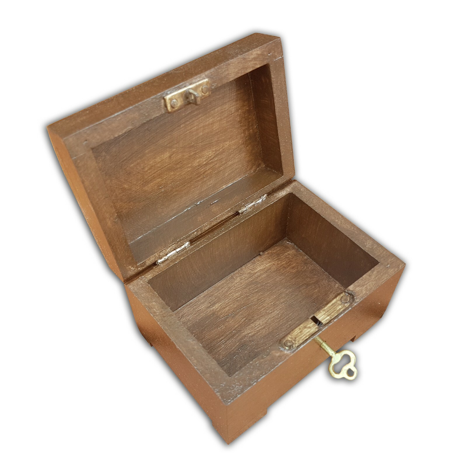WOODEN JEWELLERY SMALL CHEST LOCK AND KEY IN BROWN COLOR | eBay