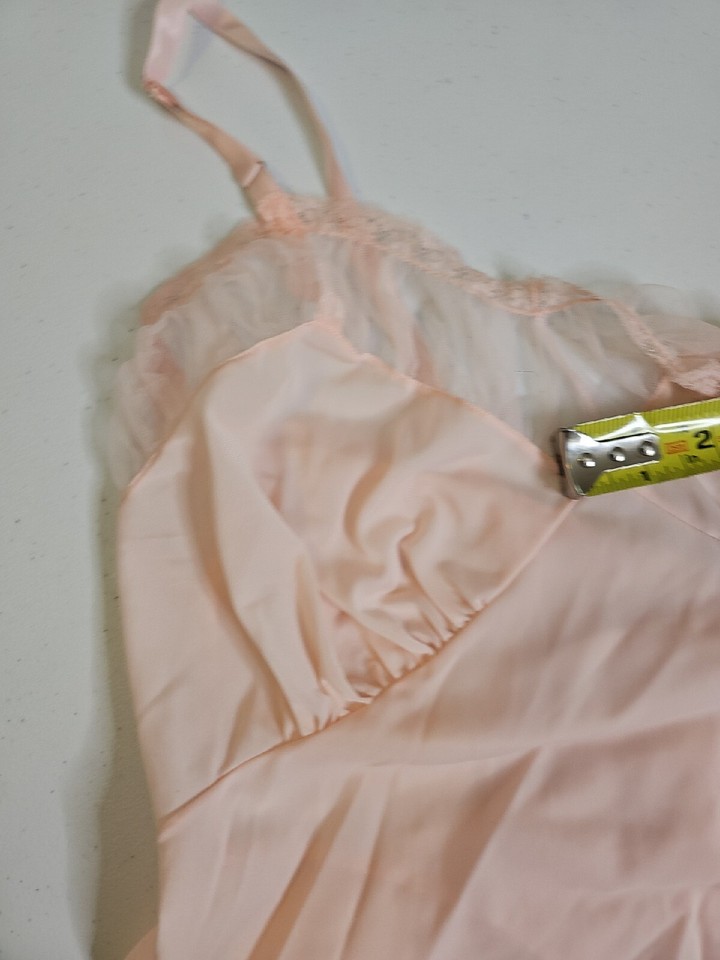 Vintage Luxite Slip Lingerie Nylon Chiffon Sheer Light Pink With Lace ...