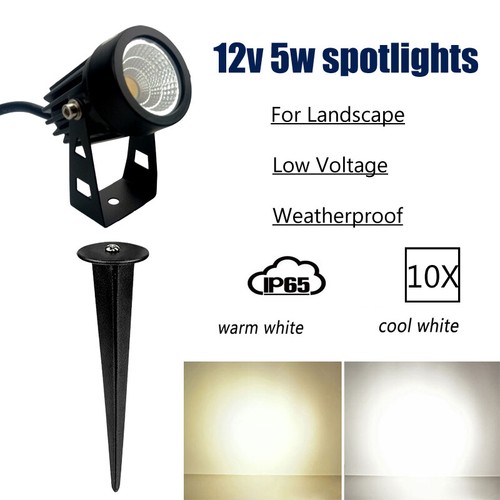 10X 12V 5W Landscape Spotlights Warm/Cool White LED Waterproof Outdoor ...