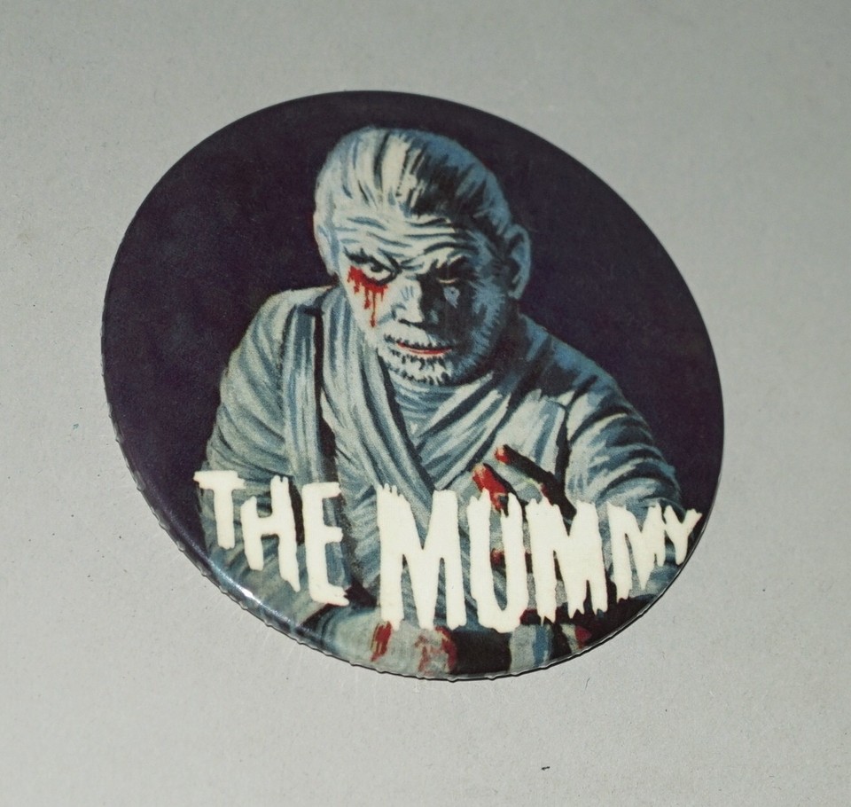 1960S UNIVERSAL MONSTERS THE MUMMY PIN PINBACK BUTTON 3 1/2" IN ...