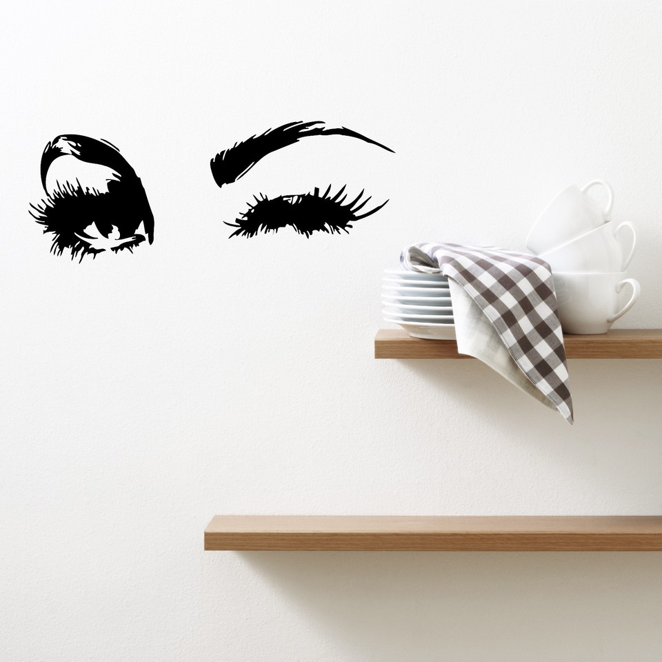 Wall Vinyl Sticker Decal Sexy Girl's Face Wink Beautiful Eyes Salon Spa ...