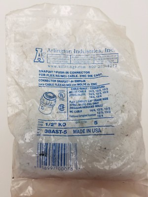 Arlington Industries Inc. 38AST-5 1/2" Snap2it Connector #7689 | eBay