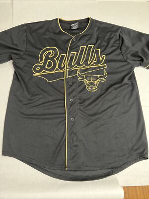 Chicago Bulls NBA Baseball Jersey Button Up Black Gold X-Large XL # 66 ...