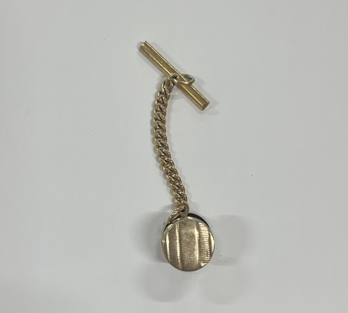 Vintage Gold Tone Circle Tie Pin Tack with Chain | eBay