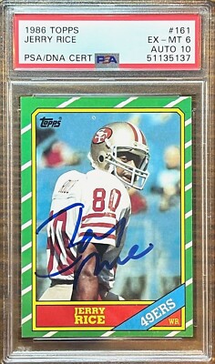 49ers PSA 6 10 Autograph PSA DNA Rc Jerry Rice Auto 1986 Topps 161 ...