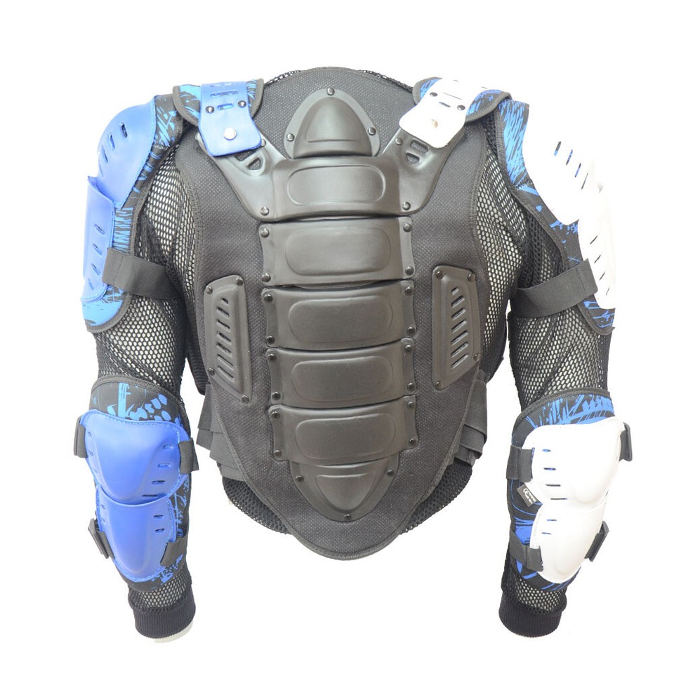 Blue MX Motocross Body Armour Jacket – Adult Enduro Biker Protective ...