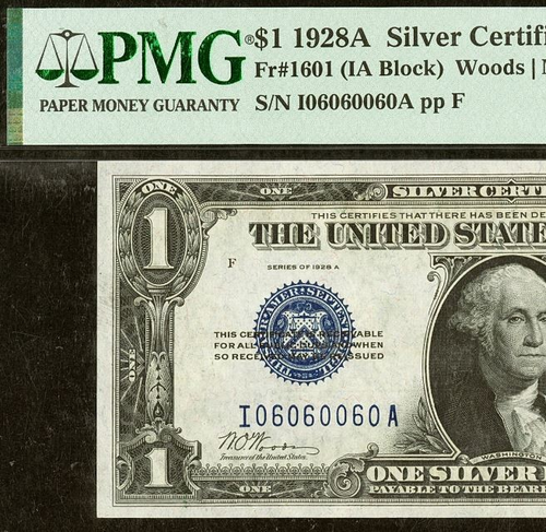 1928A $1 Silver Certificate PMG 64EPQ Fancy Serial 06060060 | eBay