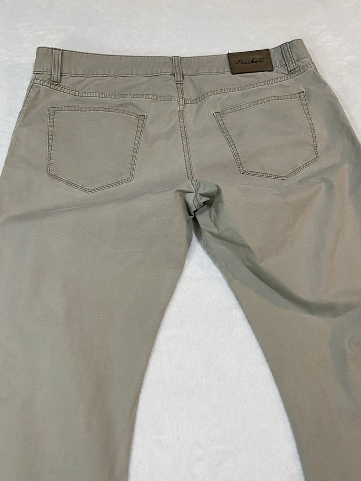 Hackett London Mens Devon Pants 36Rx31 Khaki Beige Linen Blend 5-Pocket ...