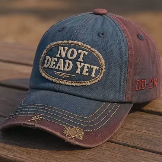 Cotton Distressed Embroidered Cap - NOT DEAD YET & DD-214 Veteran's ...