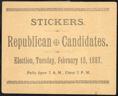 US Political 1887 Republican Ticket With Candidates Stickers | eBay