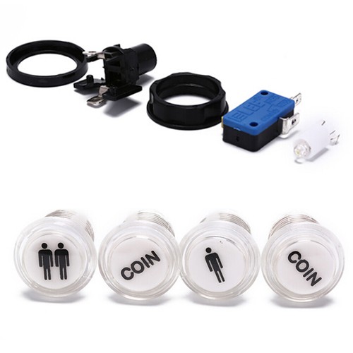 4X led start push button kit 1p 2p start button + coin button for ...