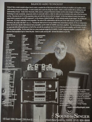 Sound by Singer Balanced Audio Technology 2002 Print Ad | eBay