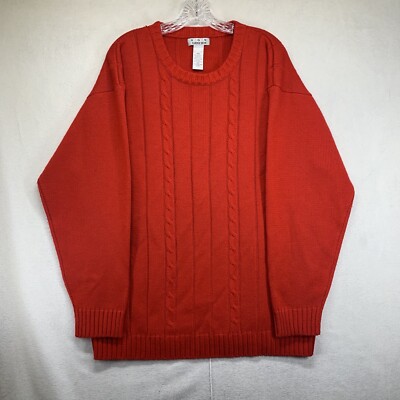 Vintage Cable Knit Sweater Ron Chereskin Bright Red 2XL Lightweight ...