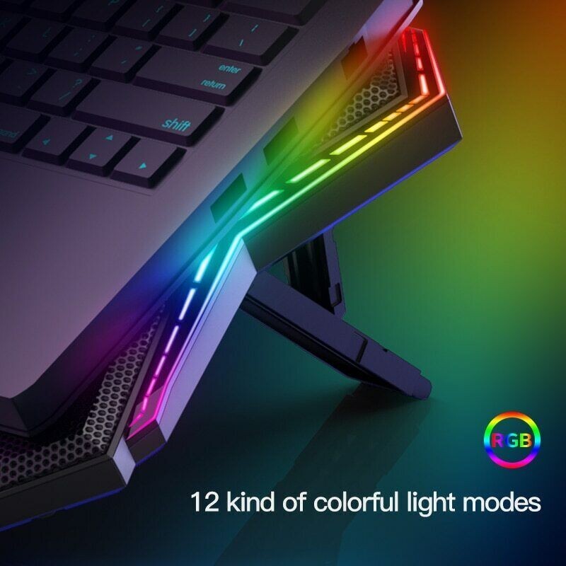 Coolcold gaming RGB laptop cooling pad Led Screen cooler stand with 6 ...