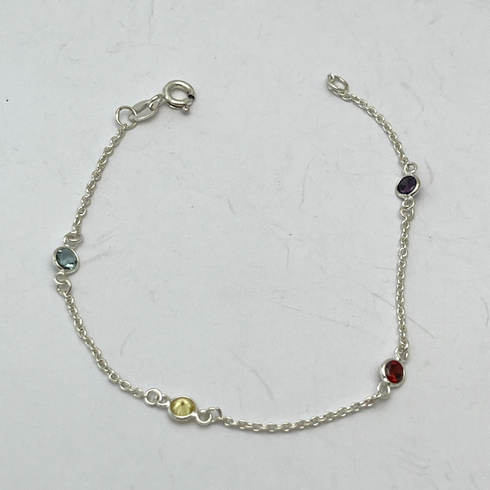 IBB TH STERLING SILVER 925 MULTI STONE THIN ROPE BRACELET - 7" | eBay