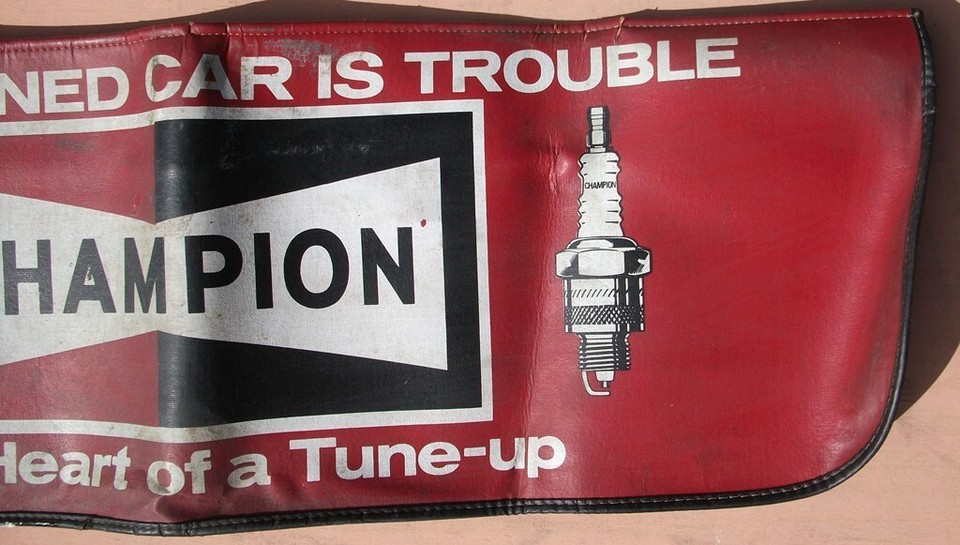 VINTAGE CHAMPION SPARK PLUGS FENDER COVER PROTECTOR GUARD COOL GARAGE ...