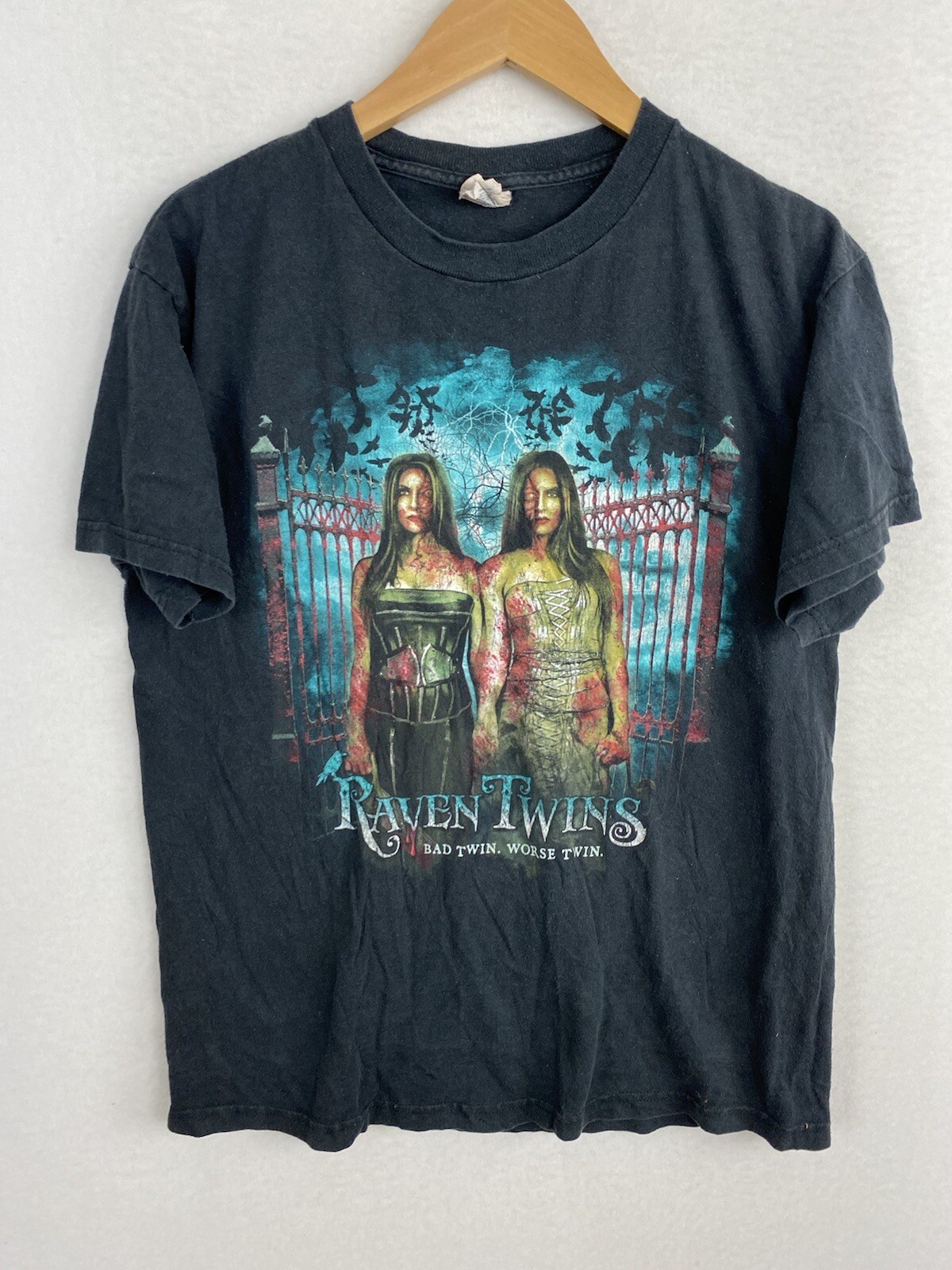 2008 Raven Twins Horror Double Sided Graphic T Shirt … - Gem