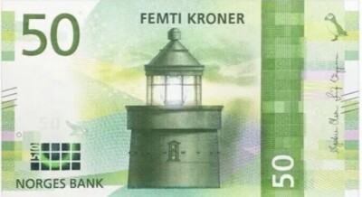 NORWAY 50 Kroner 2017 year Norges Bank Uncirculated. Fifty Kroner ...