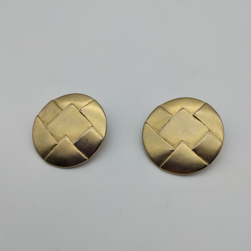 Vintage Erwin Pearl Gold Tone Woven Round Clip On Earrings Classic ...