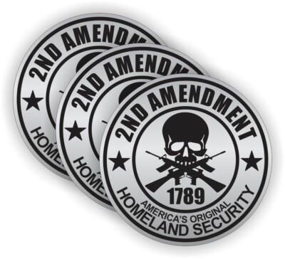 2nd Amendment Hard Hat Stickers Motorcycle Helmet Safety Decals Silver ...