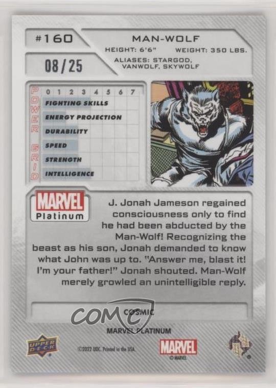 2023 Upper Deck Marvel Platinum High Series Cosmic 8/25 Man-Wolf #160 ...