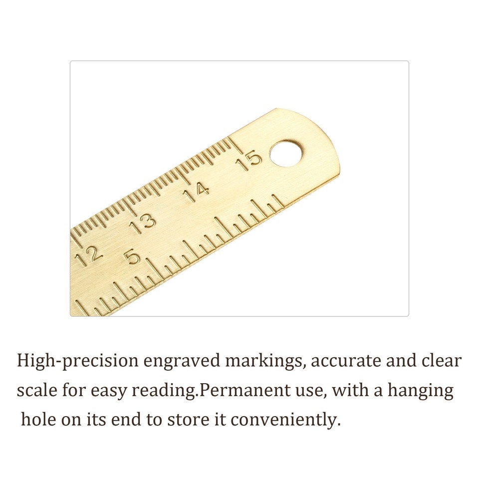 2Pcs 12cm x 6" Brass Straight Rulers Copper Measuring Ruler Inch Dual ...