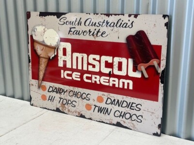 AMSCOL ICE CREAM HUGE METAL SIGN MILK BAR PETERS SENNITS PAULS SOUTH ...
