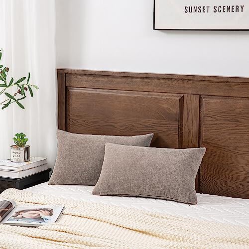 Lumbar Support Pillow Decorative Rectangle 12x20 Inch(pack of 2) Taupe ...