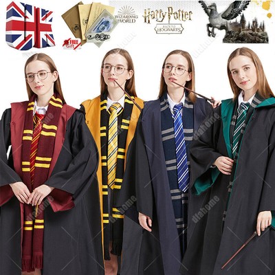 Harry Potter Gryffindor Ravenclaw Slytherin Robe Cloak Tie Costume Wand ...
