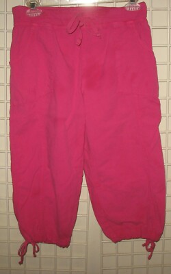 PAPPAGALLO - SIZE SMALL - PINK - 100% COTTON - PULL ON - CROPPED CAPRI ...