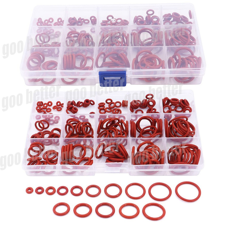 225Pcs NBR Rubber O-Ring Red Ø6-20mm Seals O-Ring Washer Pack Set ...