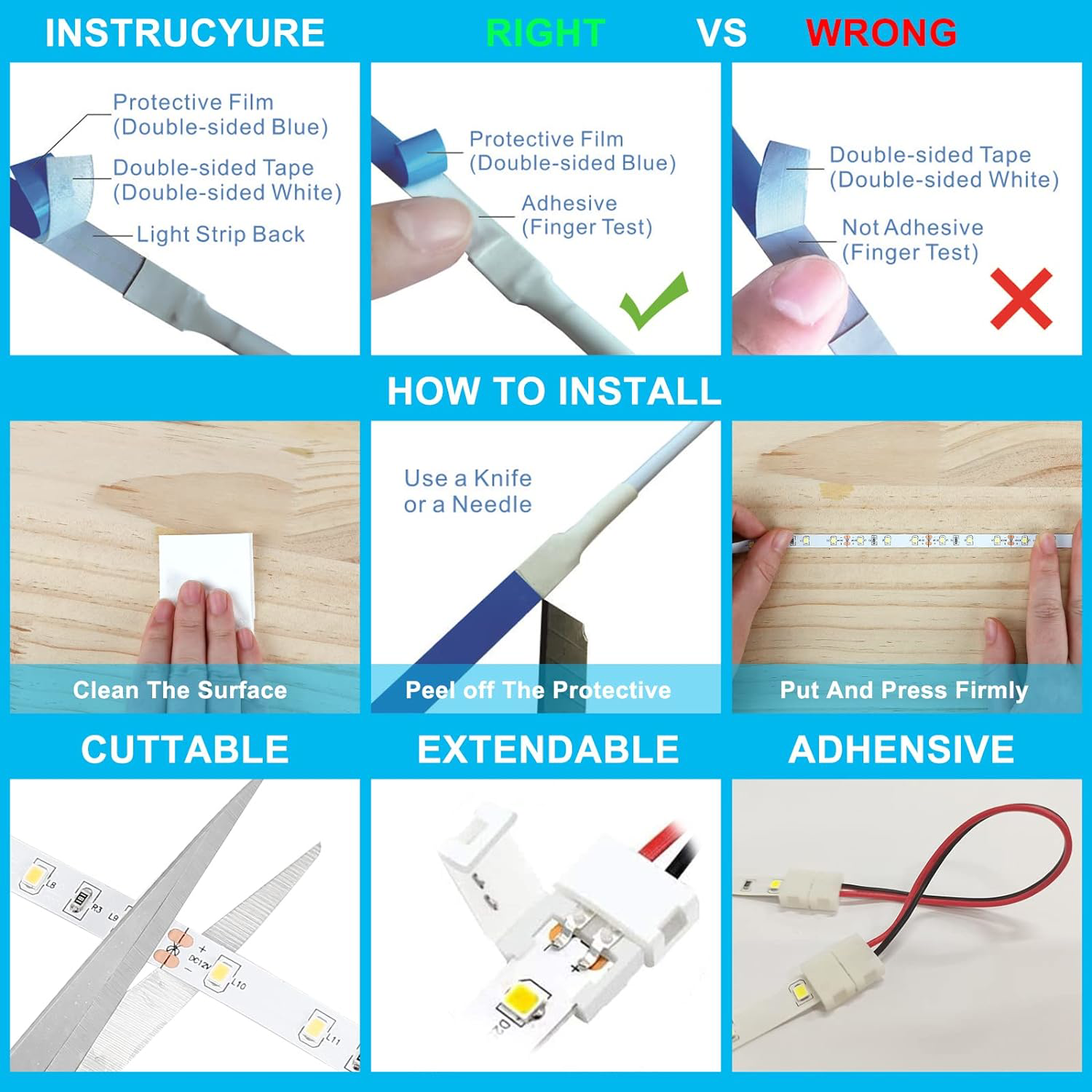 Motion Sensor Under Cabinet Lights - Plug-in LED Strip Lights Indoor ...
