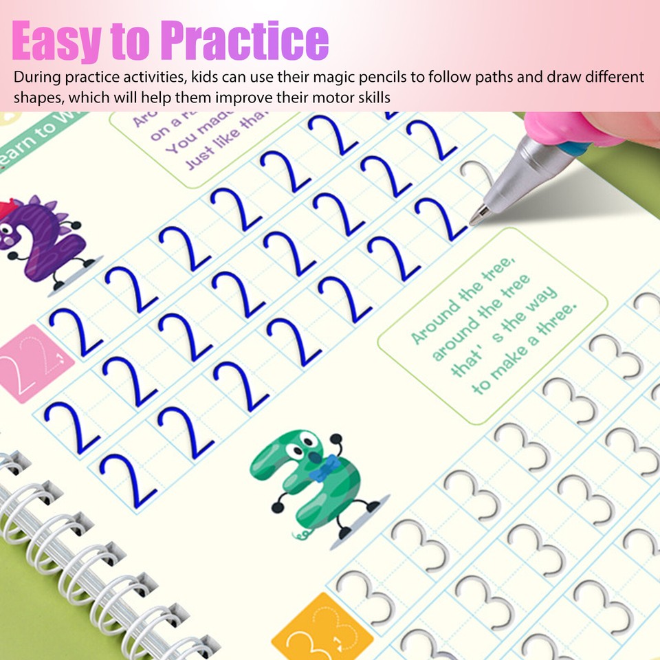 16Pcs Grooved Magic Practice Copybook Set Boys Girls Handwriting Book ...