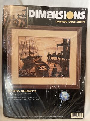 DIMENSIONS COUNTED CROSS STITCH KIT 35108 PEACEFUL SILHOUETTE NOS 13x10 ...