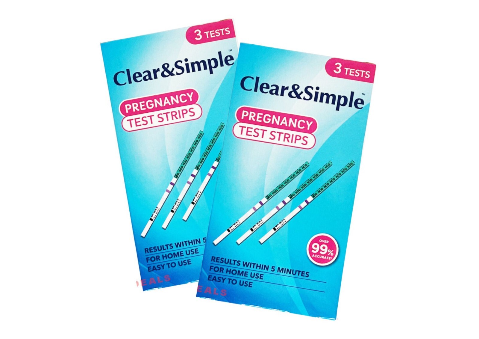 2 x Clear & Simple Pregnancy Test Strips - 2 BOXES = 6 STRIPS Free P&P ...