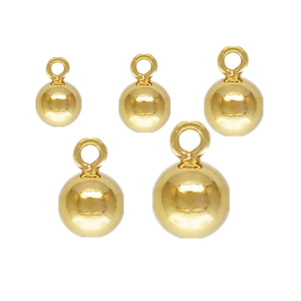 14K Gold Filled Round Ball Drop Charms w/ Closed Jump Ring 3mm 4mm 5mm ...