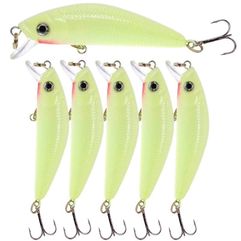 10PCS Fishing Lure Luminous Night Glow Crankbait Minnow Bait Saltwater ...