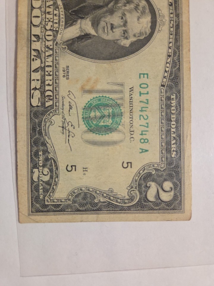 1976 $2 Dollar Bill Low Serial # With Double Digits, VERY RARE, U.S.A ...