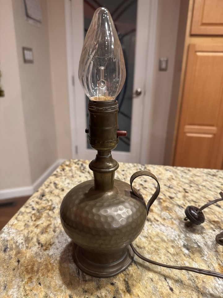 Vintage Arts and Crafts Style Small Hammered Metal Lamp Base | eBay