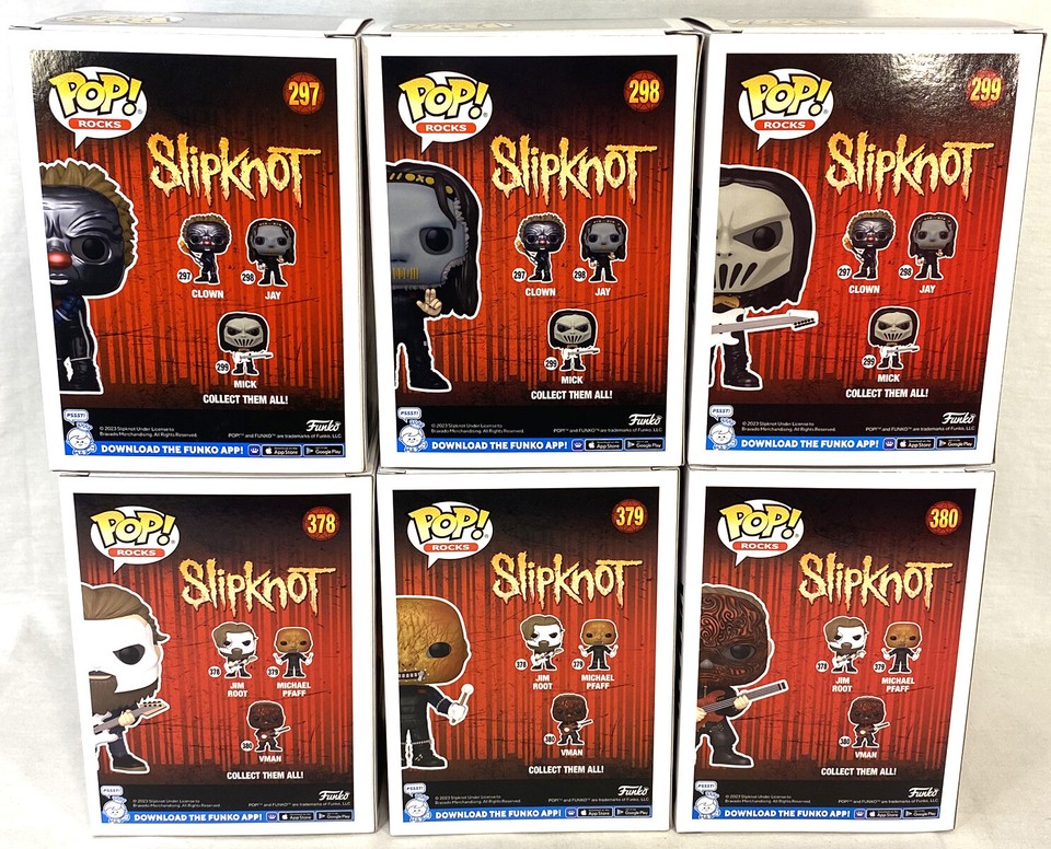 Funko POP Rocks SLIPKNOT 6 Figure LOT Clown JAY Mick VMAN Michael Pfaff ...