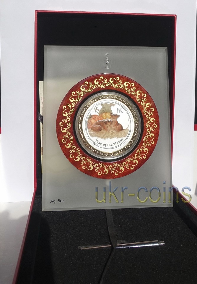2008 Australia Lunar $8 Year of the Mouse 5 Oz Silver Color Coin Rat ...