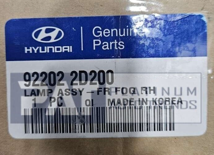 GENUINE HYUNDAI ELANTRA 2001-2003 FOG LAMP ASSEMBLY RH, 92202-2D200 | eBay