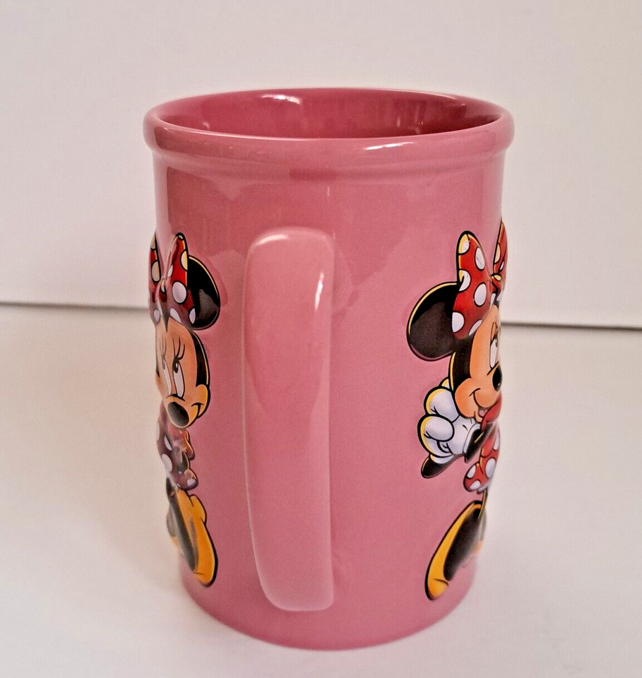 Disney Theme Parks 3D Minnie Mouse Embossed Pink Tall Coffee/Tea Cup ...