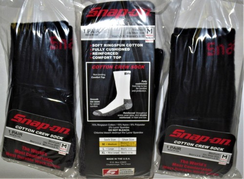 6 PAIRS Men's BLACK Snap-On Crew Socks MEDIUM *FREE SHIPPING ~ MADE IN ...