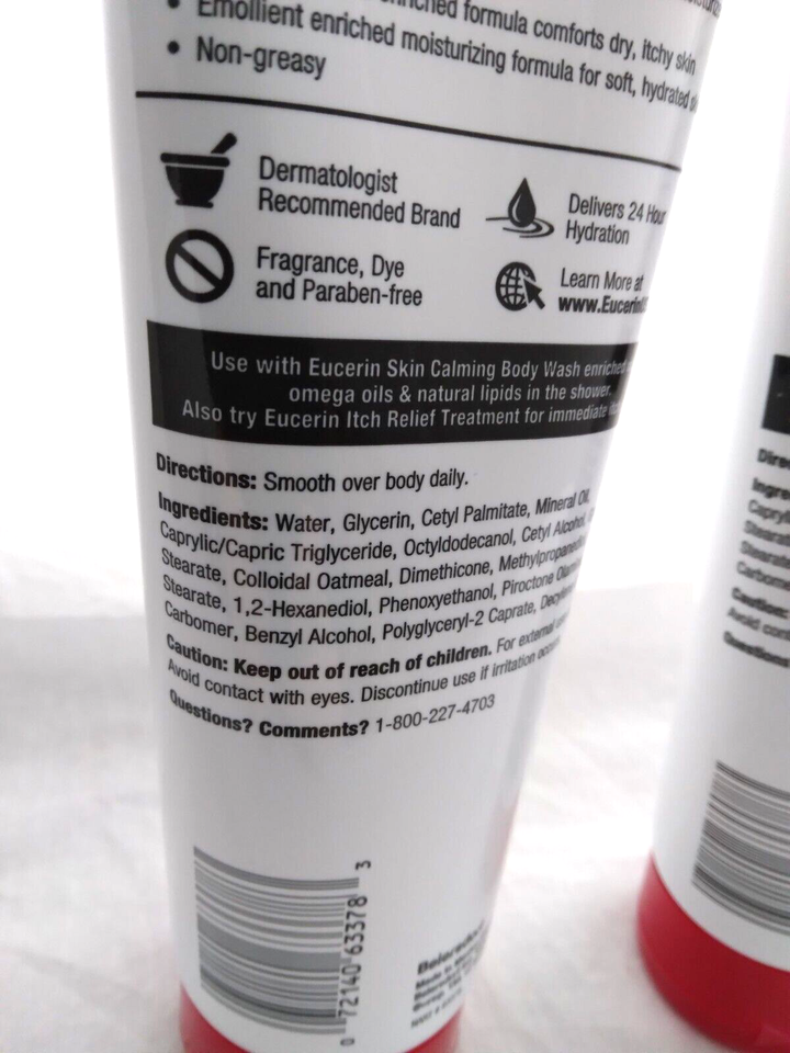 2 Eucerin Skin Calming Cream for Dry, Itchy Skin Natural Oatmeal ...